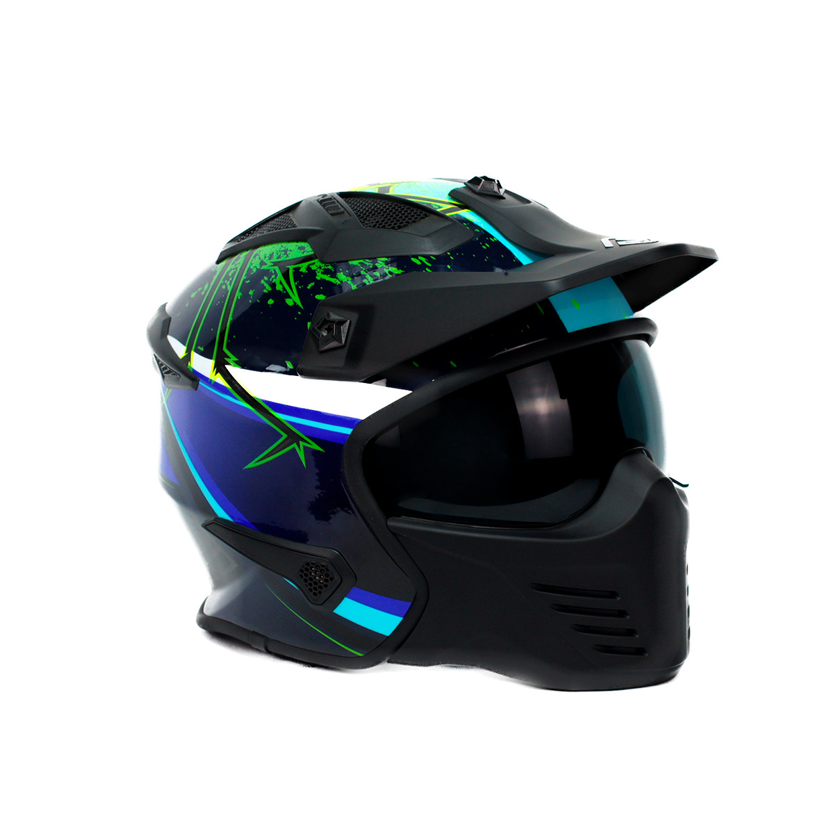 CASCO FASEED FS-726X ABIERTO 3/4 JET TROOPER WIDOW AZUL/AMARILLO L ...